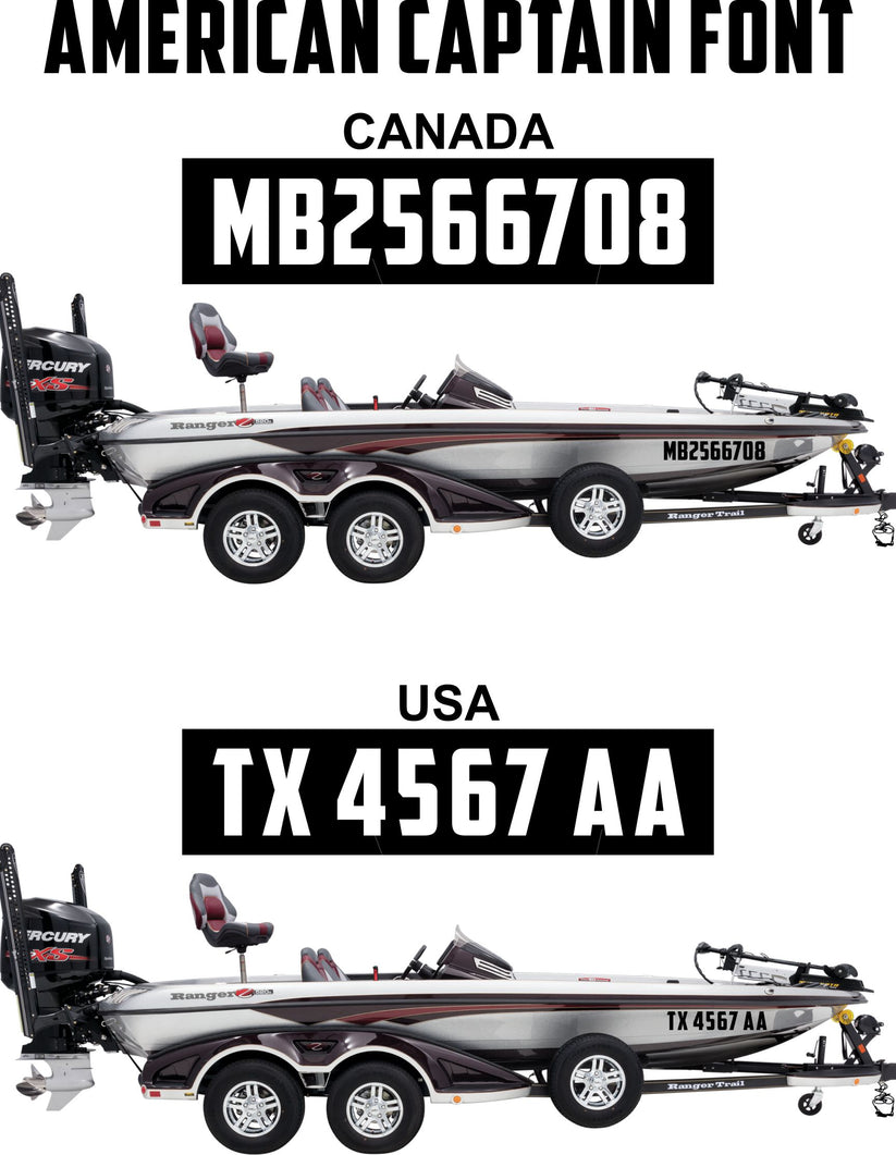 American Captain Font 3" Boat Numbers Decal- One Set – North 49 Decals