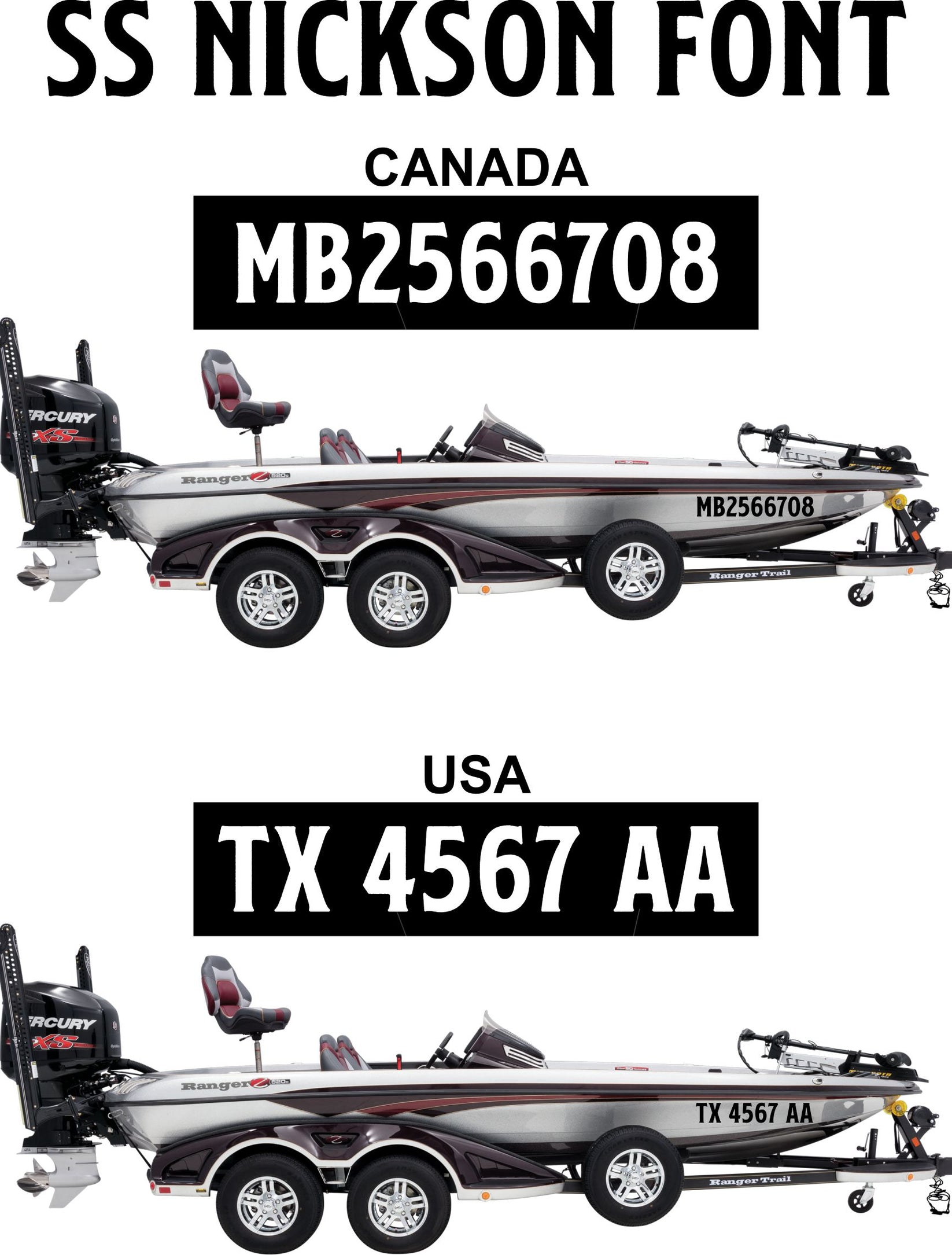 SS Nickson Font 3" Boat Numbers Decal- One Set – North 49 Decals